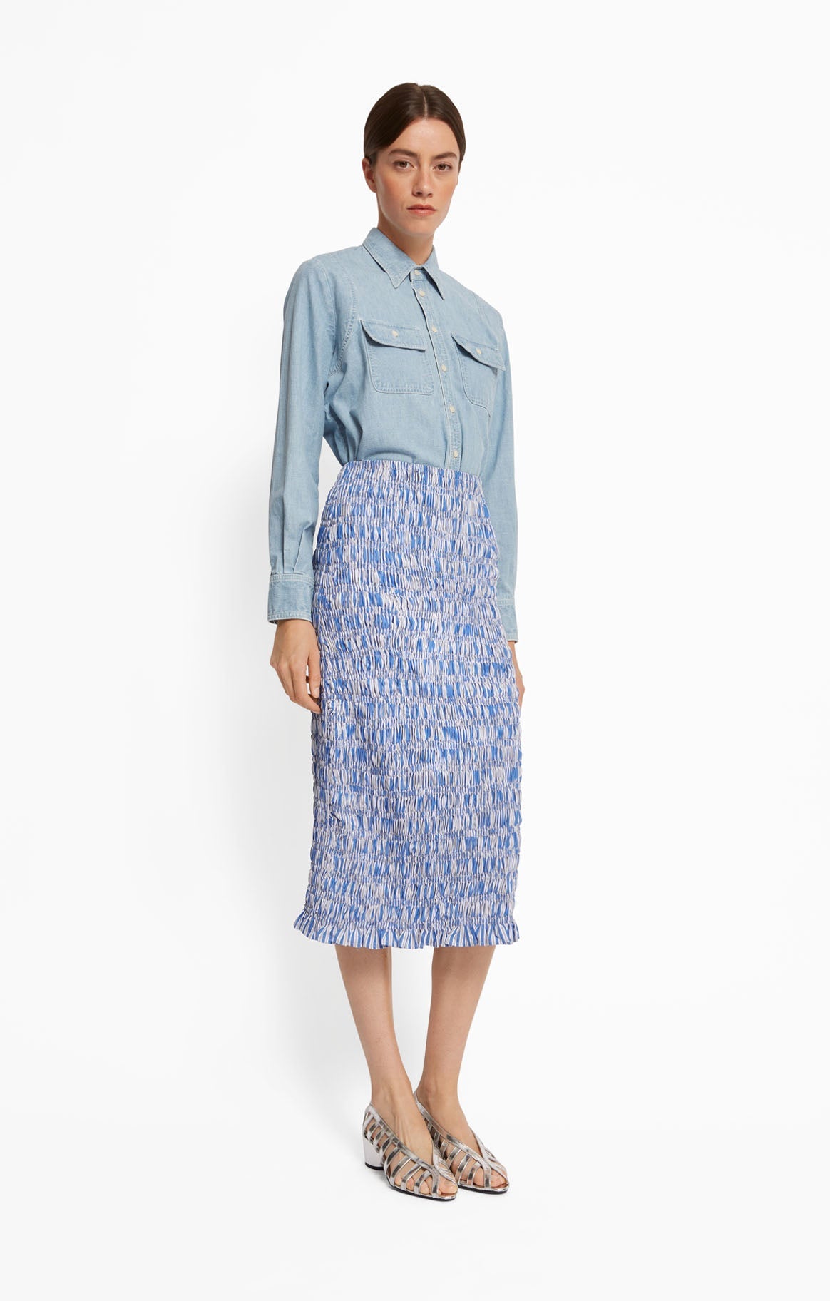 Jupe IDA en Popeline de Coton – Création Roseanna | Blue – ROSEANNA
